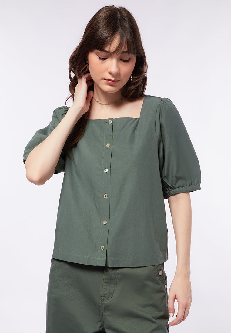 Square Neck Puff Sleeves Blouse – et cetera