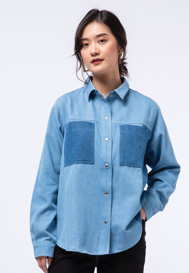 Colorblock Denim Shirt – et cetera