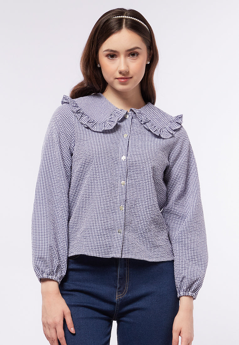 Checkered Blouse with Wide Collar – et cetera