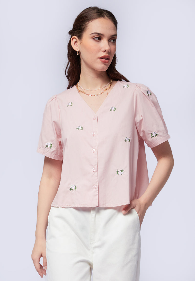 Short Sleeve Embroidered Top – et cetera