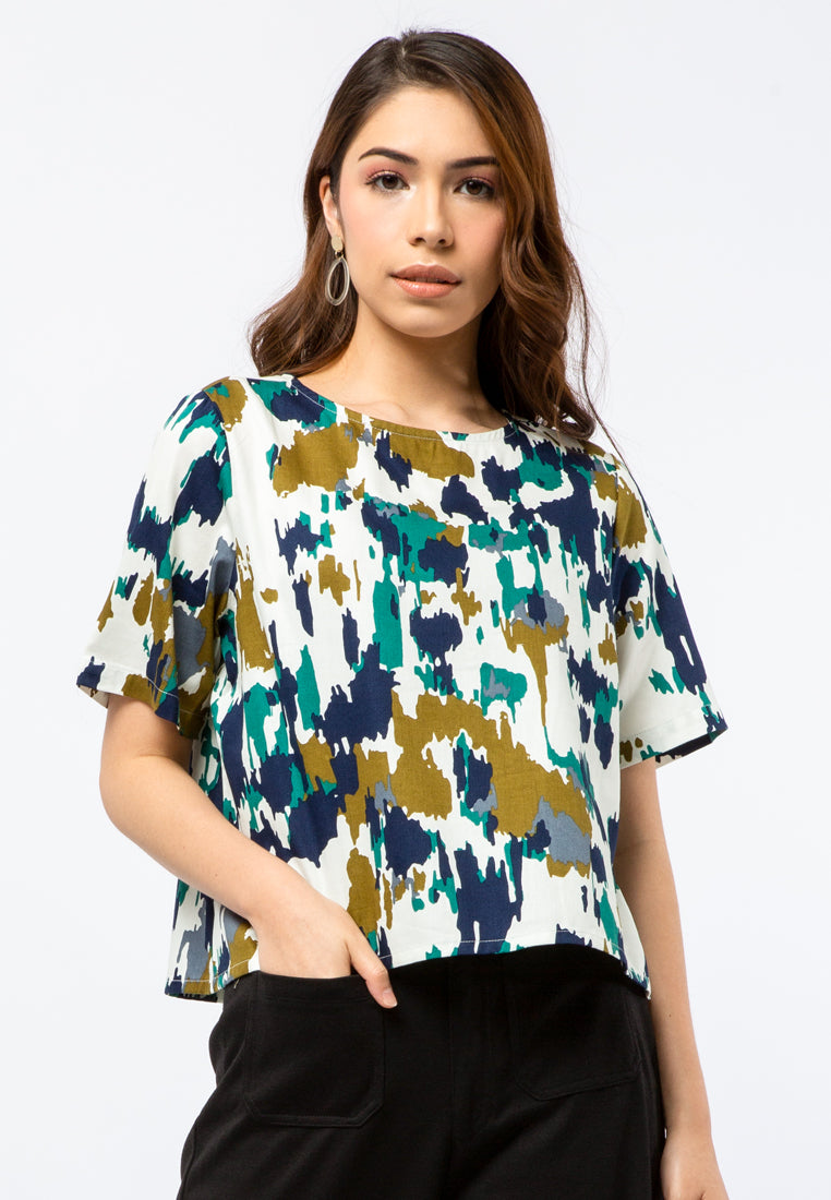 Short Sleeve Printed Blouse – et cetera